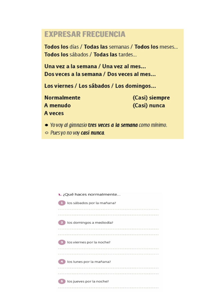 La hora y la rutina diaria | PDF