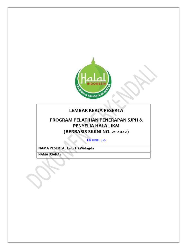 Materi Pelatihan Penyelia Halal IKM | PDF