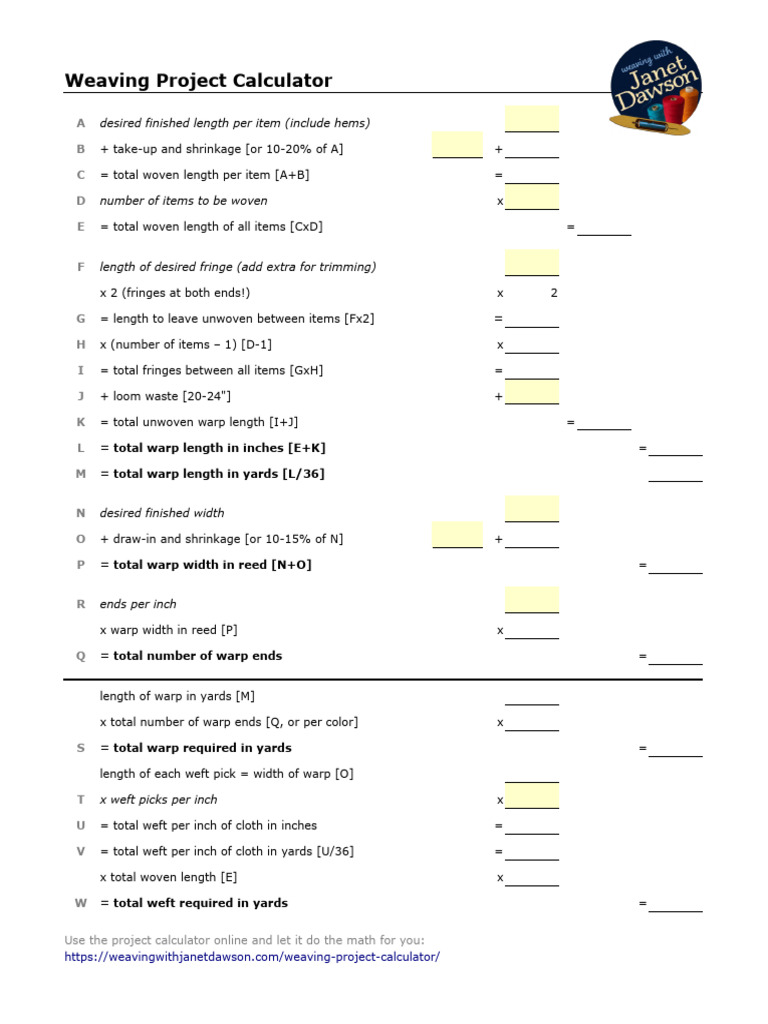 Weaving Project Calculator | PDF