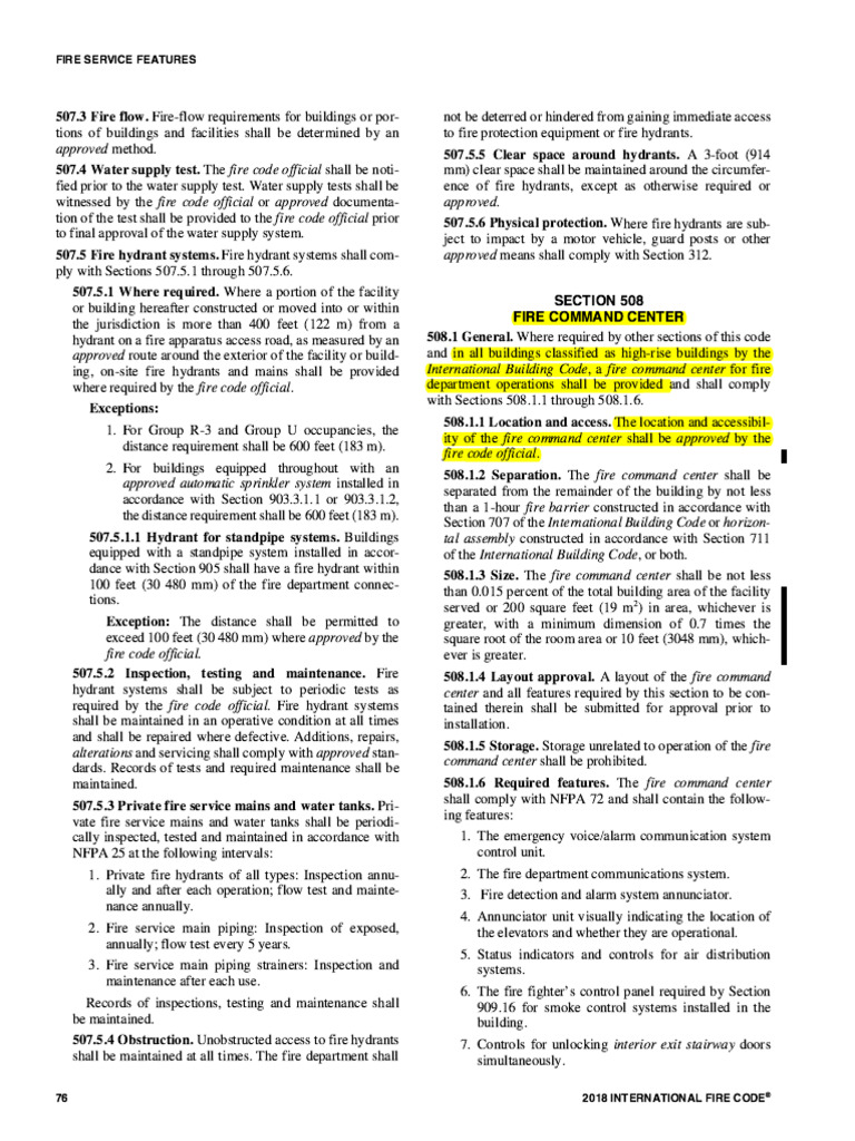 Fire Command Center - 2018 International Fire Code | PDF | Stairs ...
