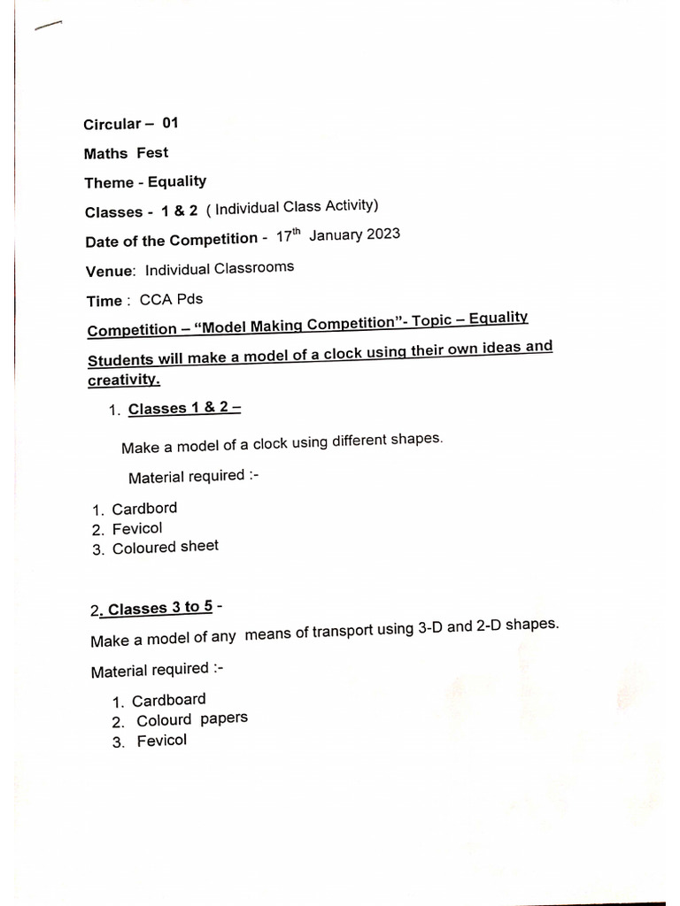 Circular 1 (Maths Fest) | PDF