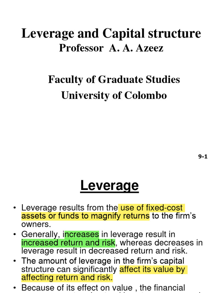 Leverage | PDF | Capital Structure | Leverage (Finance)