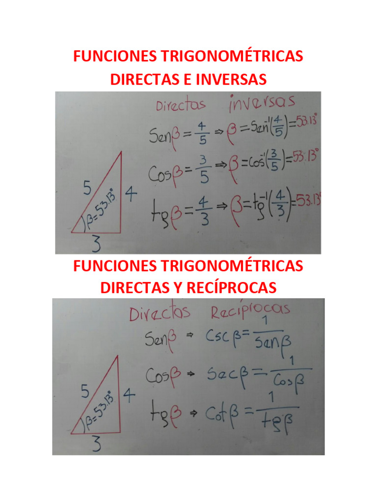 Funciones Trigonométricas Directas E Inversas Pdf 3962