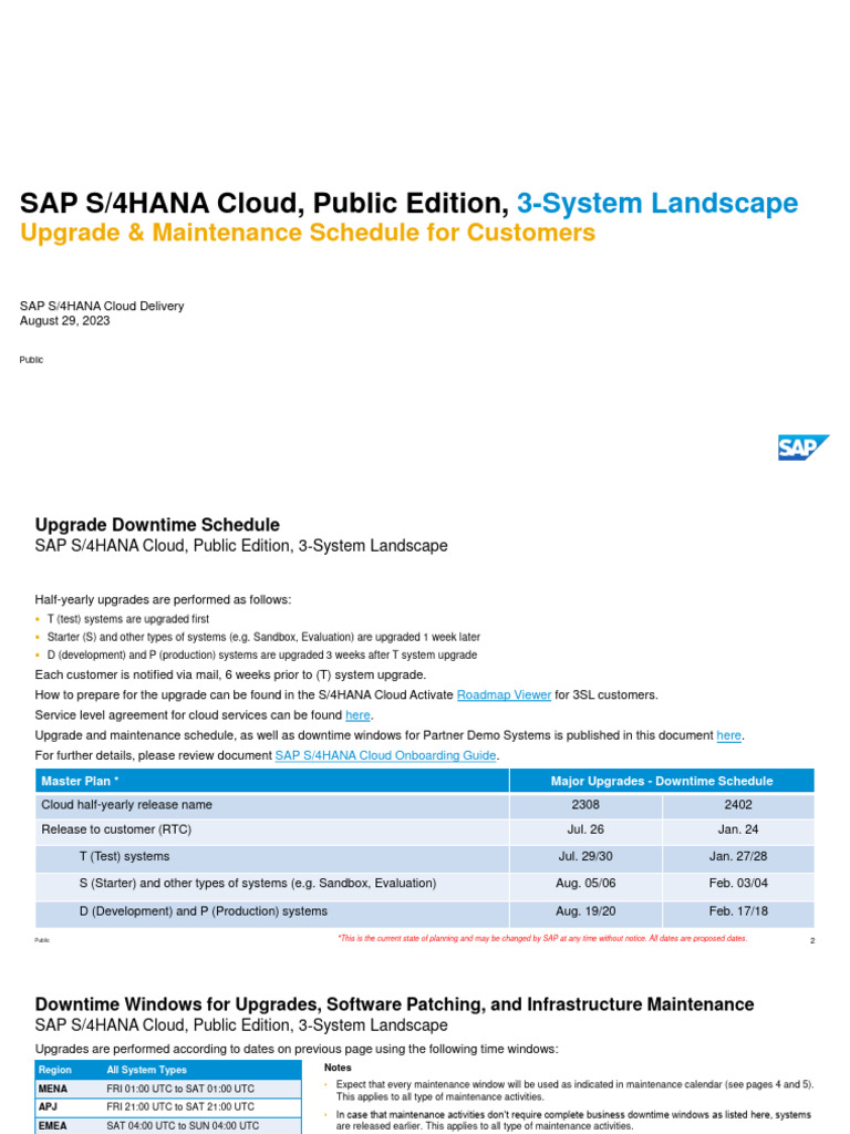 SAP S - 4HANA Cloud, Public Edition, 3-System Landscape - Upgrade ...