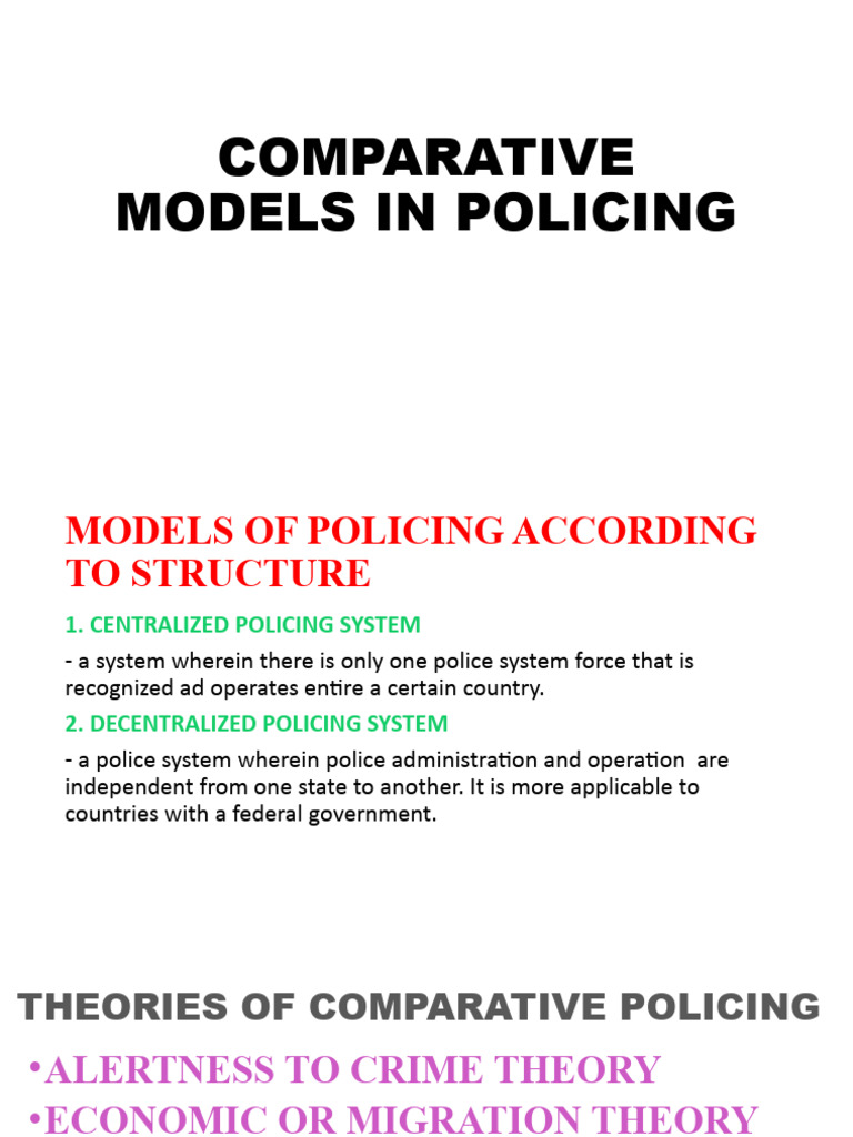 Comparative Policing Models Overview | PDF | Police | Justice