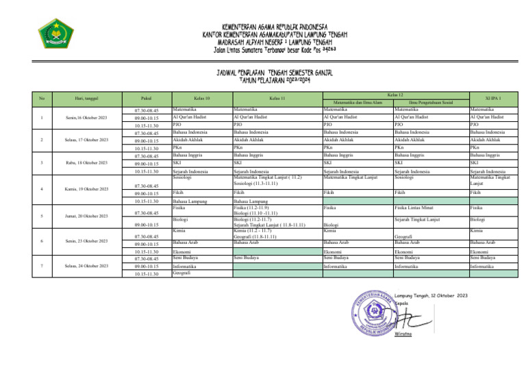 Jadwal PTS GANJIL 2023 | PDF