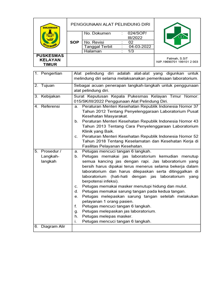 3.9.1.3 (24) Sop Penggunaan Alat Pelindung Diri | PDF
