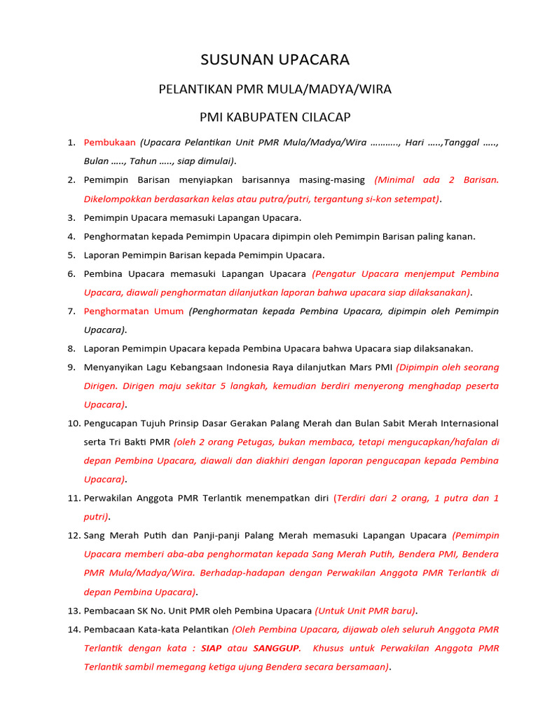 Susunan Upacara | PDF