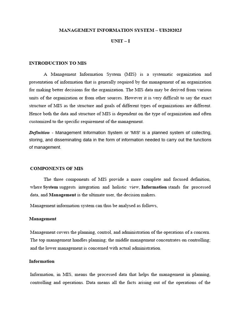 MANAGEMENT INFORMATION SYSTEM | PDF | Decision Support System ...