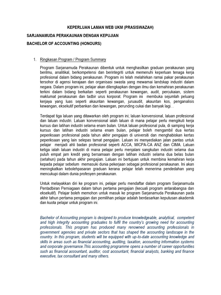 Maklumat Program FEP BAC | PDF