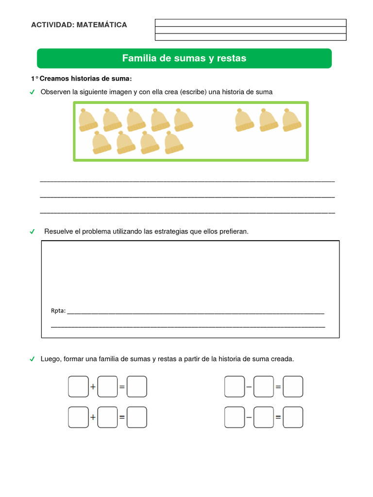 Consolidación de Familia de Sumas y Resstas | PDF