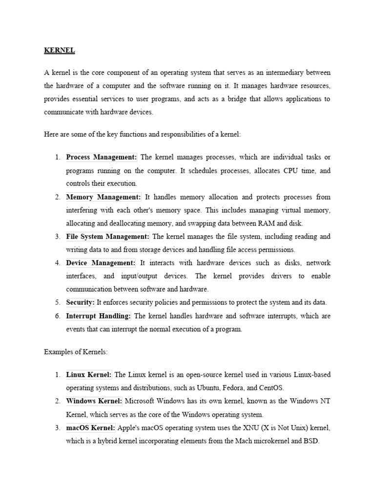 Kernel | Download Free PDF | Kernel (Operating System) | Operating System