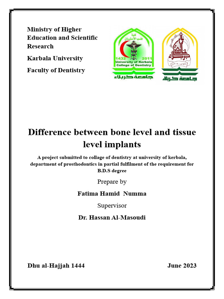 Difference Between Bone Level and Tissue Level Implants | PDF | Dental ...