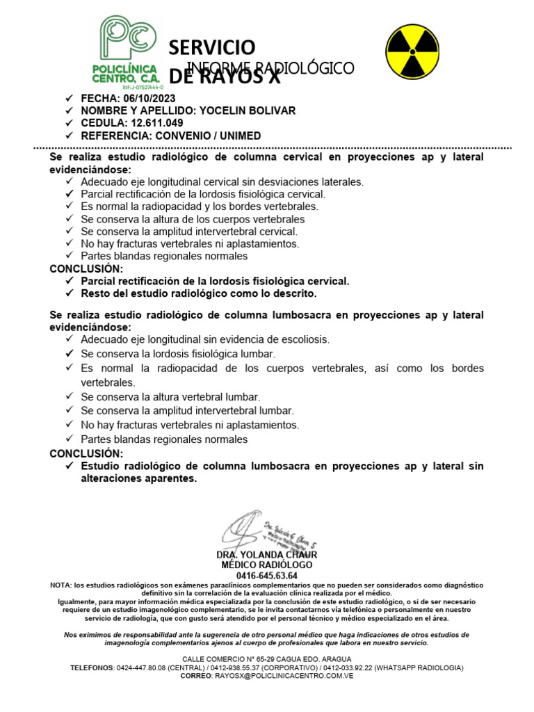 06-10 Yocelin Bolivar Unimed | PDF | Imagenes medicas | Anatomía