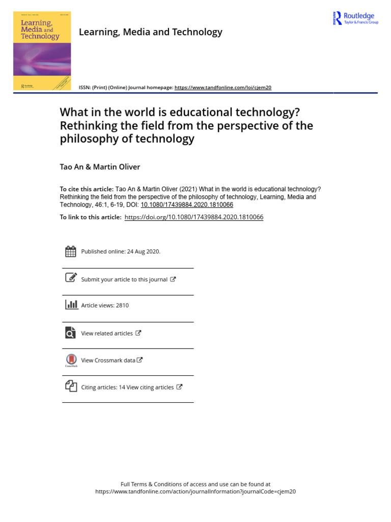 What in The World Is Educational Technology Rethinking The Field From ...