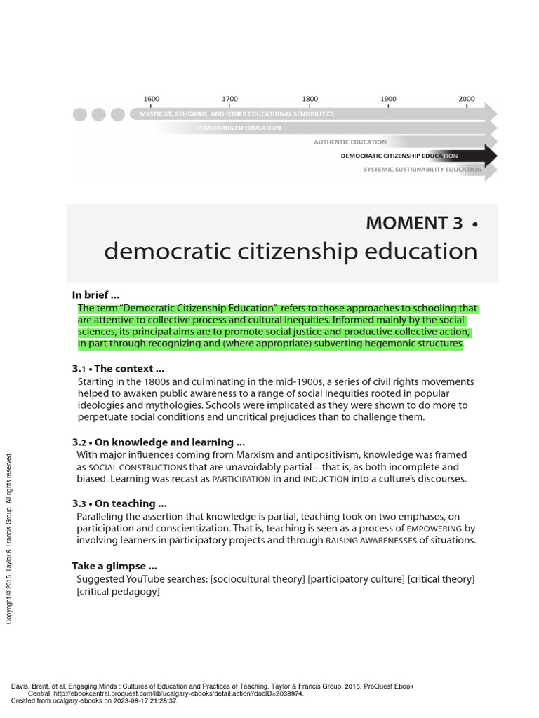 Engaging Minds MOMENT 3 DEMOCRATIC CITIZENSHIP EDUCATION - HIGHLIGHTED ...