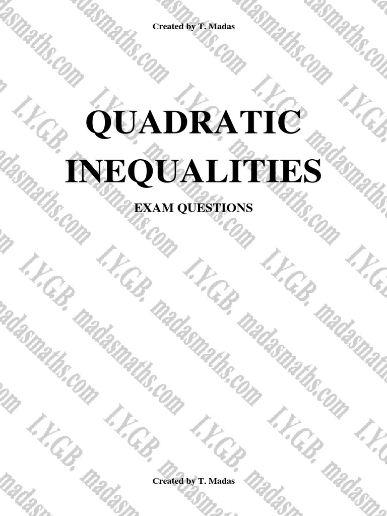 Inequalities Exam Questions Pdf Area Inequality Mathematics