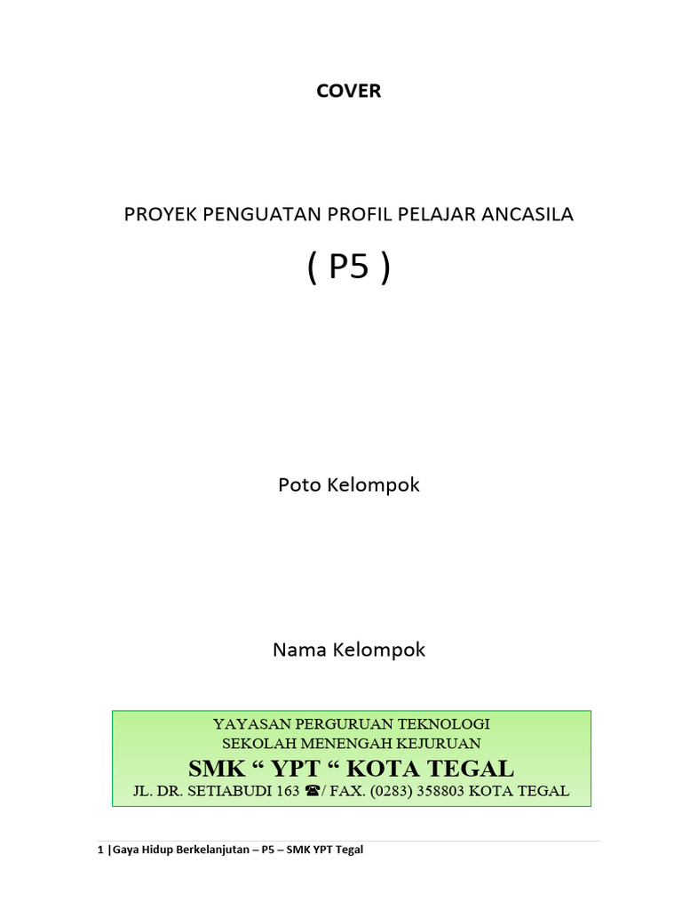 Cover Proyek P5 Gaya Hidup Berkelanjutan | PDF