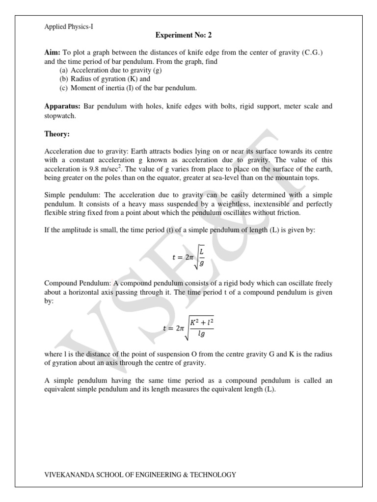 Semester1 Manual Exp2 | Download Free PDF | Pendulum | Mechanics