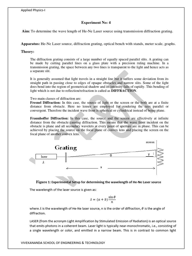 Semester1 Manual Exp4 | PDF | Diffraction | Wavelength