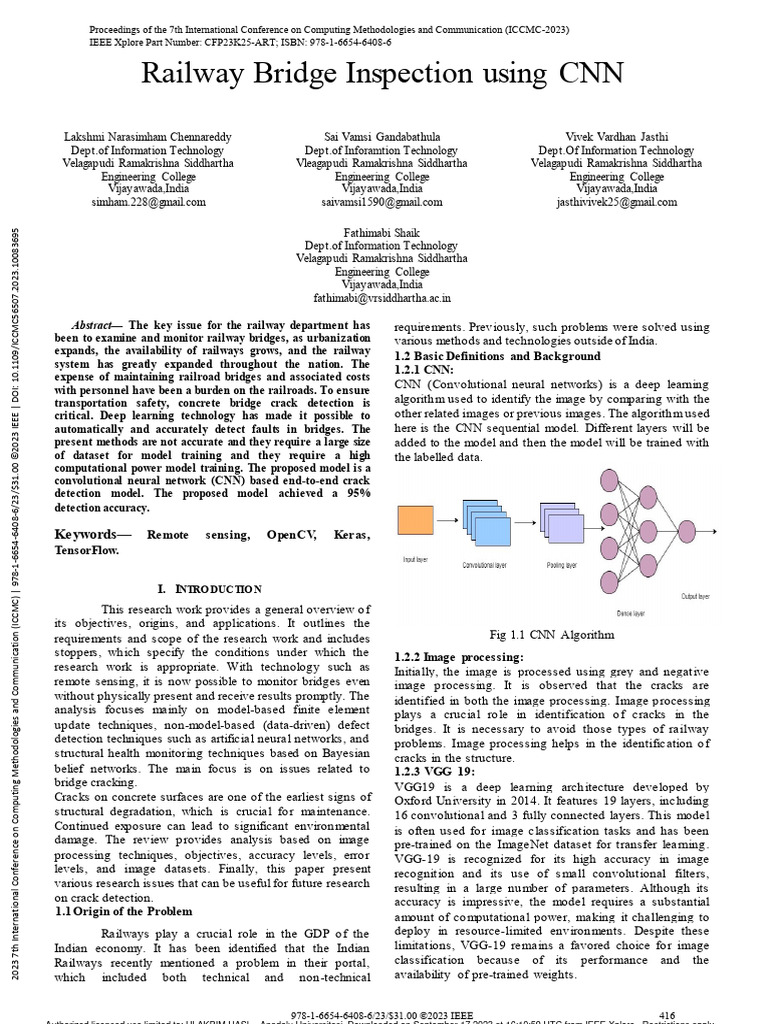 Railway Bridge Inspection Using CNN | PDF | Deep Learning | Artificial Neural Network