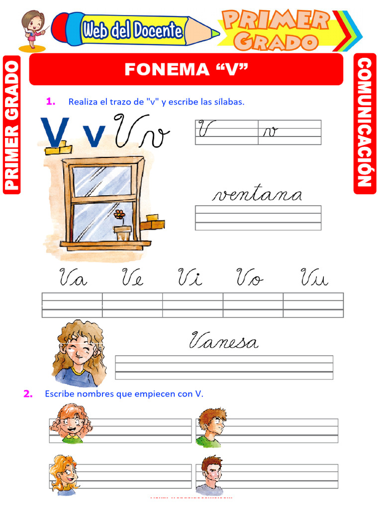 Actividades del fonema V para primer grado | PDF
