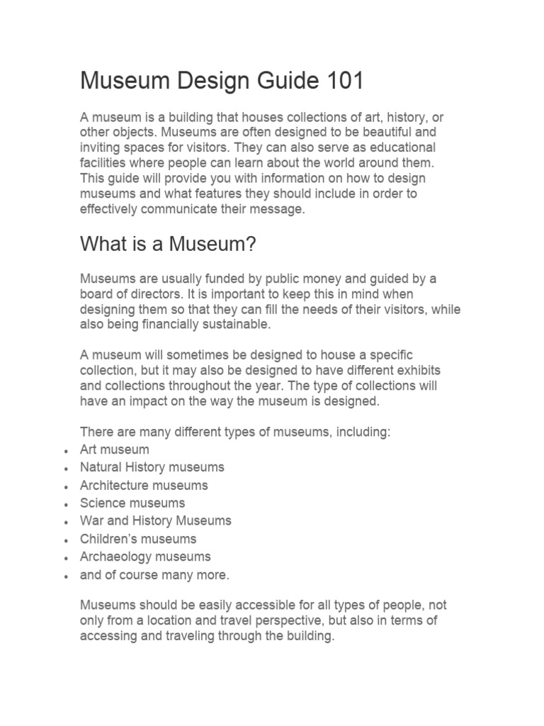 Museum Design Guide 101 | PDF | Museum | Accessibility