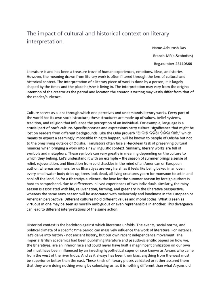 Cultural and Historical Context in Literature | PDF | History | Classics