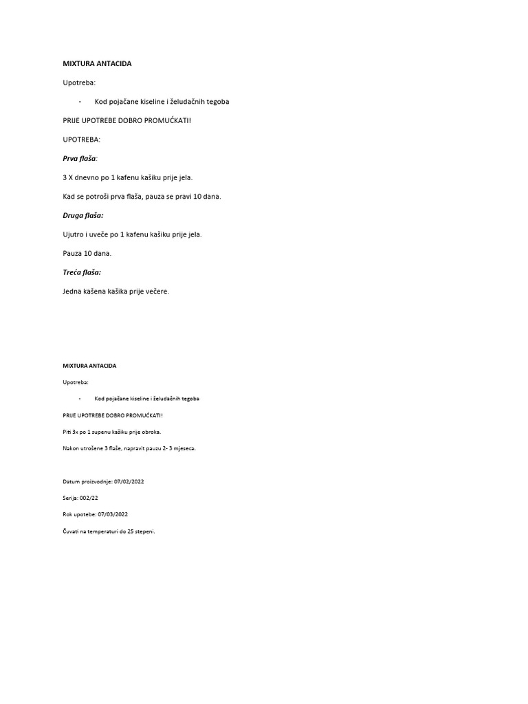 Mixtura Antacida | PDF