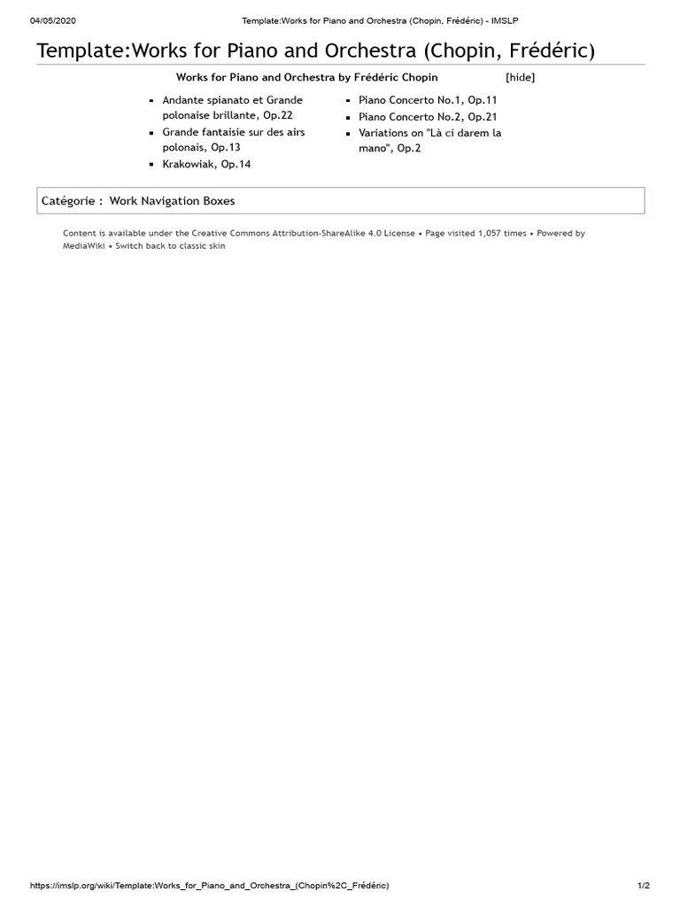 Template - Works For Piano and Orchestra (Chopin, Frédéric) - IMSLP | PDF