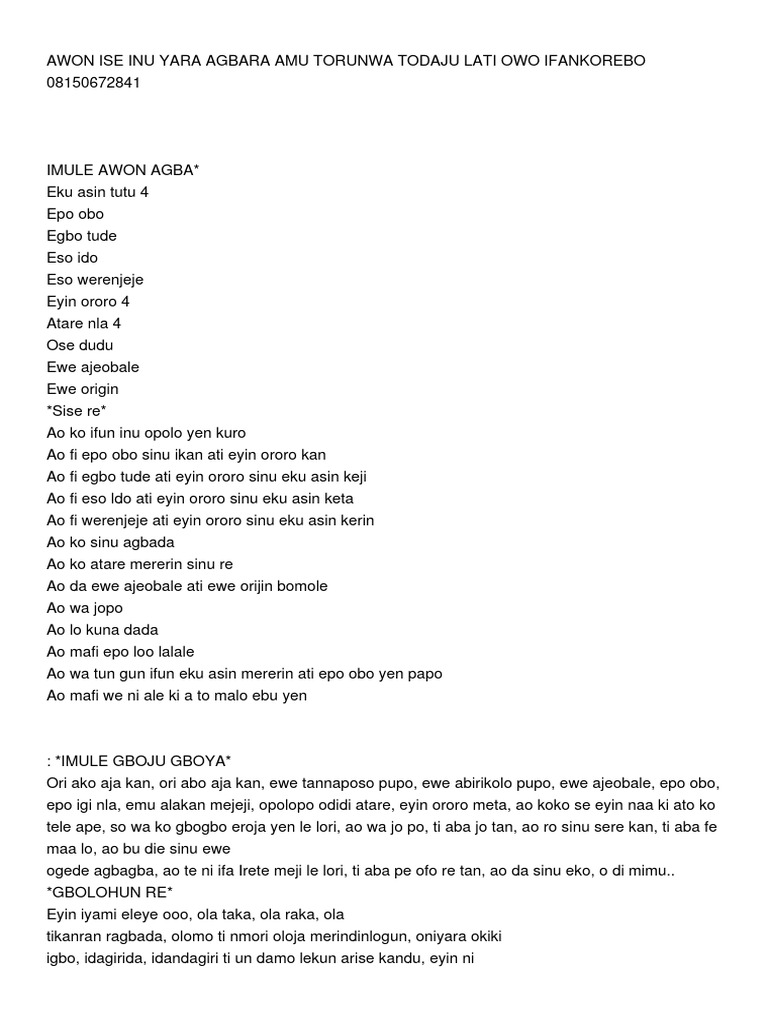 Yoruba AGBARA AMU TORUNWA TODAJU - 1 | PDF