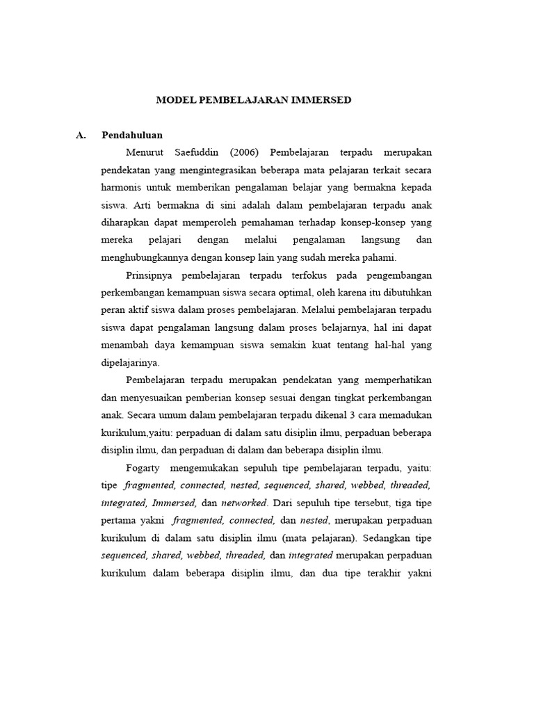 Makalah Model Immersed 1 | PDF | Karier & Perkembangan | Pengembangan Diri