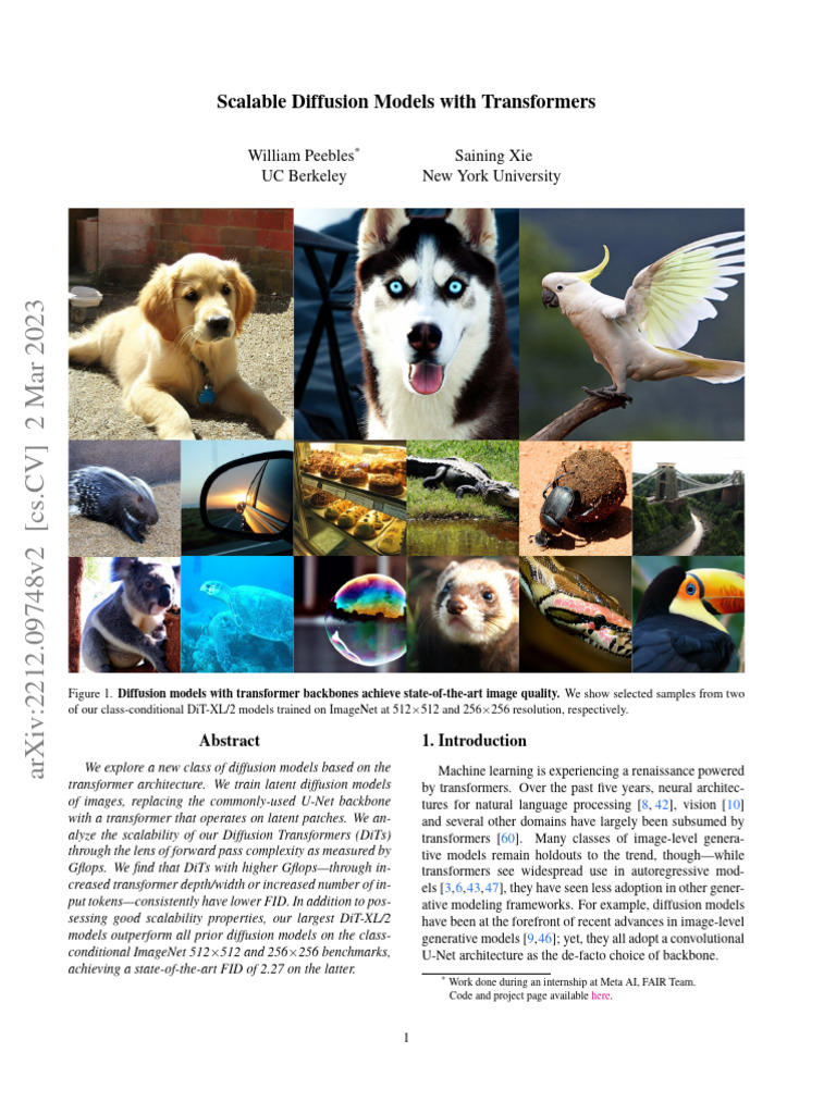 Scalable Diffusion Models With Transformers | PDF | Learning | Cognitive Science