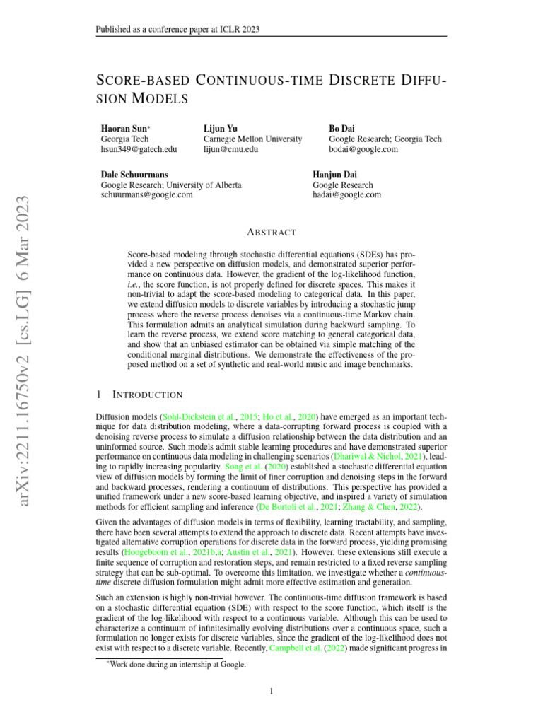Score Based Continuous Time Discrete Diffusion Models Download Free Pdf Stochastic