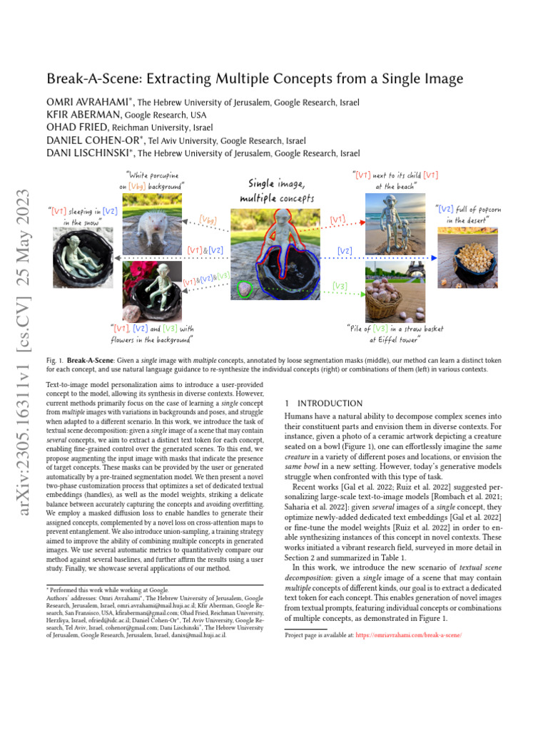Break-A-Scene - Extracting Multiple Concepts From A Single Image | PDF ... Break-A-Scene - Extracting Multiple Concepts From A Single Image | PDF ...