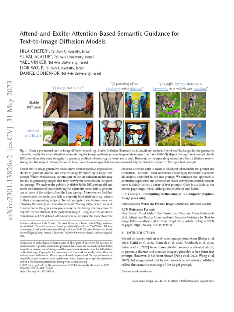 Attend And Excite Attention Based Semantic Guidance For Text To Image Diffusion Models Pdf