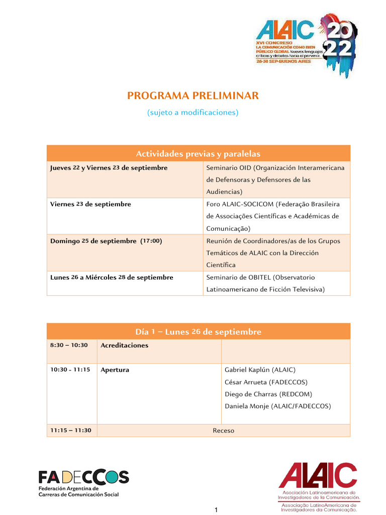 Programa-preliminar-ALAIC-2022 21 7 22 | PDF