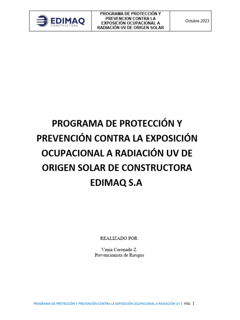 Programa Prevencion Radiacion Uv | PDF | Ultravioleta | Química