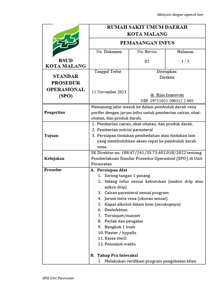 Template SPO Keperawatan RSUD Kota Malang | PDF