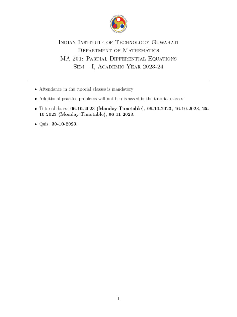 PDE Tutorial Problems | PDF