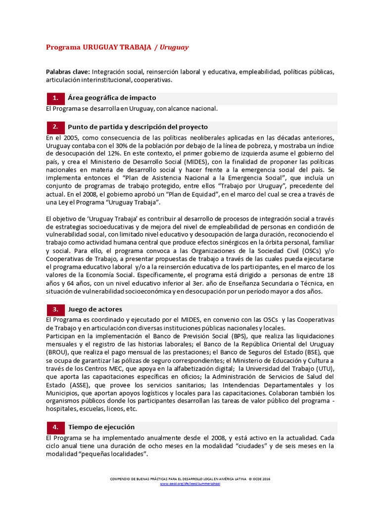 Programa URUGUAY TRABAJA MIDES 2008 | PDF | Uruguay | Cooperativa