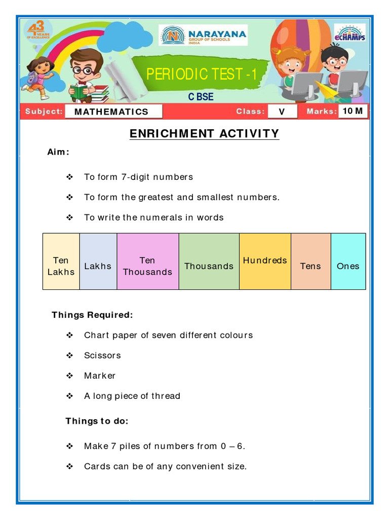 Mathematics Class 5 Enrichment Activity | PDF | Home & Garden