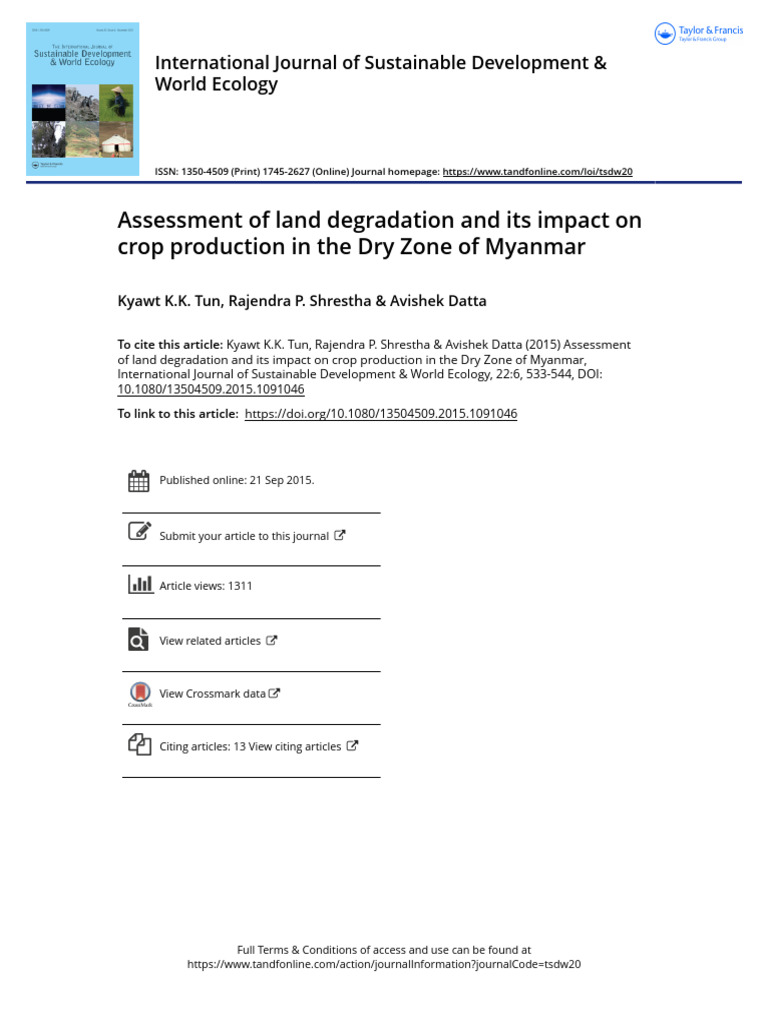 Assessment of Land Degradation and Its Impact On Crop Production in The ...