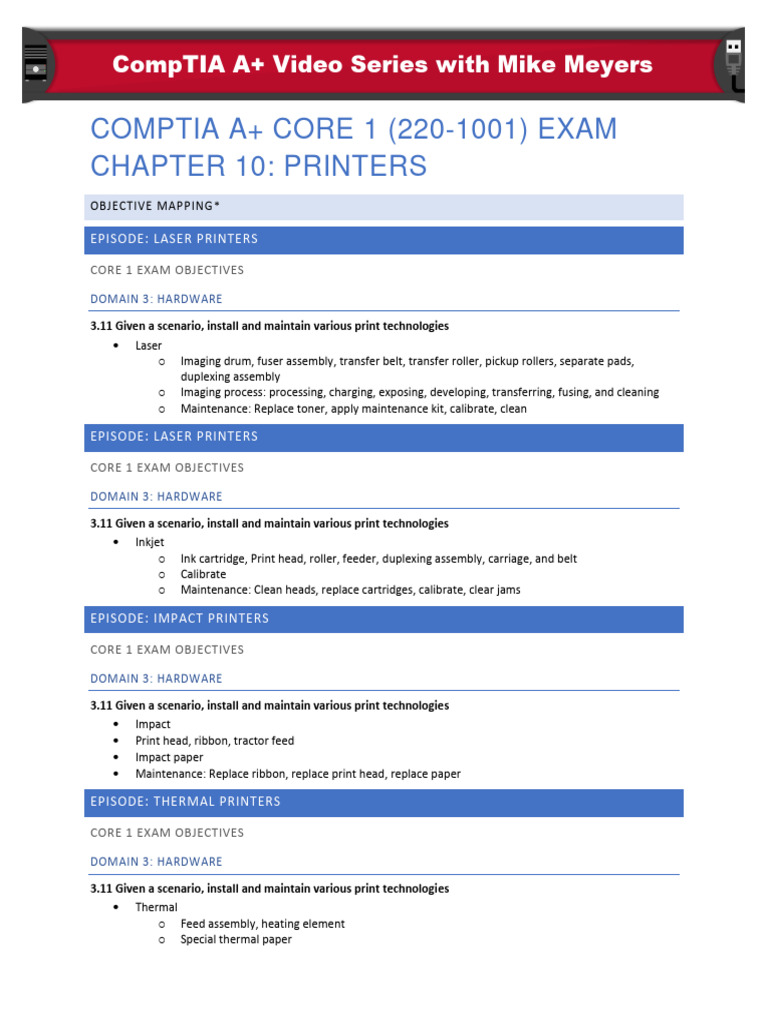122 26-Objective-Mapping-Printers-A-Core-1-Chapter-26 | PDF | Printer ...