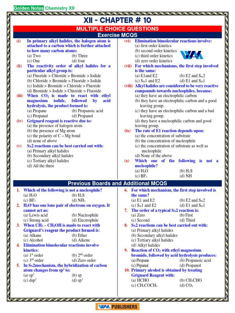 CH# 10 XII (Chem 12 Exam Task) | PDF | Alkane | Chemical Reactions