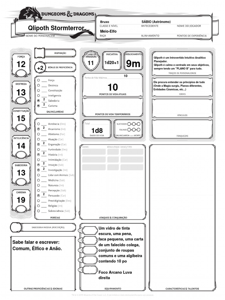 Ficha Qlipoth DD | PDF
