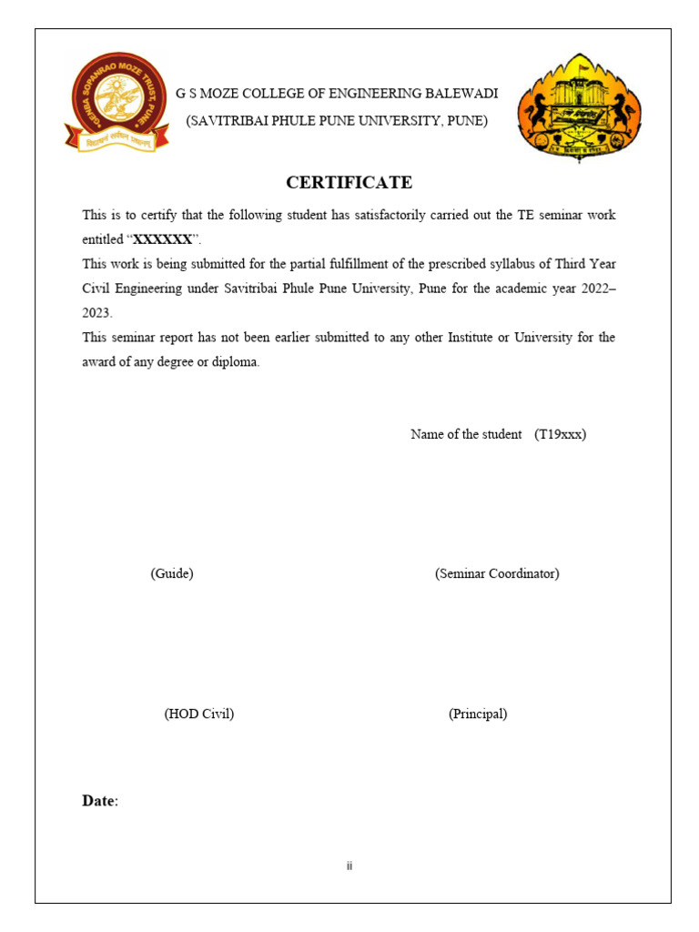 Seminar Report Certificate Acknowledgement Etc | PDF | Concrete ...