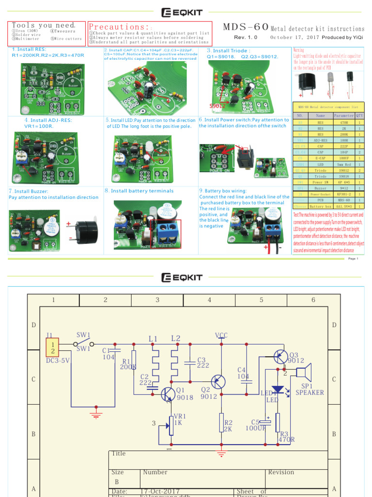 MDS-60 Metal Detector Assembly Guide | PDF | Electric Power | Electricity