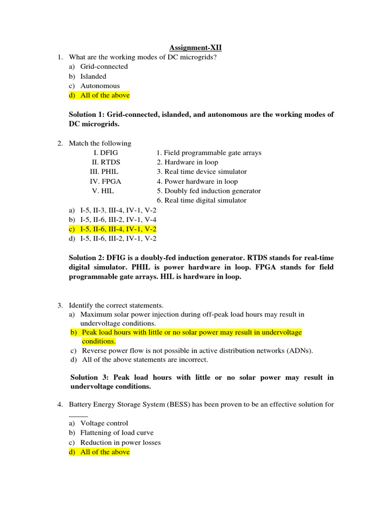 Smart Grid Assignment 12 Solution | PDF | Electrical Grid | Smart Grid