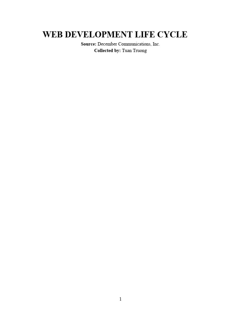 Web Development Life Cycle | PDF | World Wide Web | Internet & Web